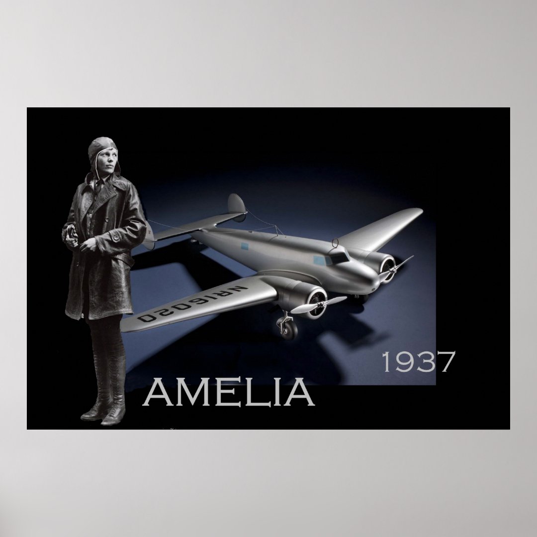 Amelia Earhart and her Lockheed Electra plane Poster | Zazzle