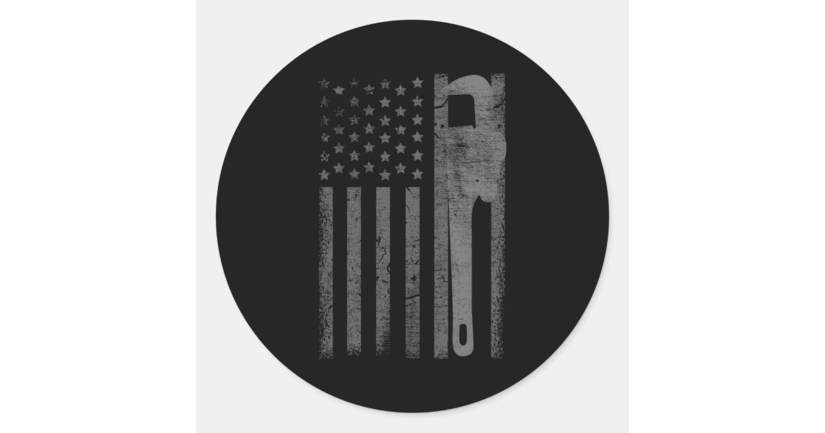 American Flag Plumber Plumbing Worker Classic Round Sticker | Zazzle