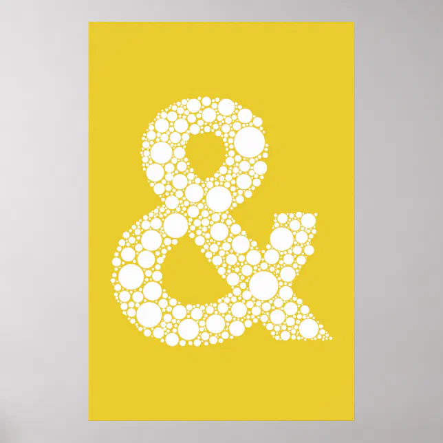 Ampersand (and symbol) Poster. Grey text on Yellow Poster | Zazzle