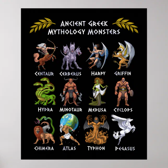 Ancient Greek Mythology Monsters Poster | Zazzle