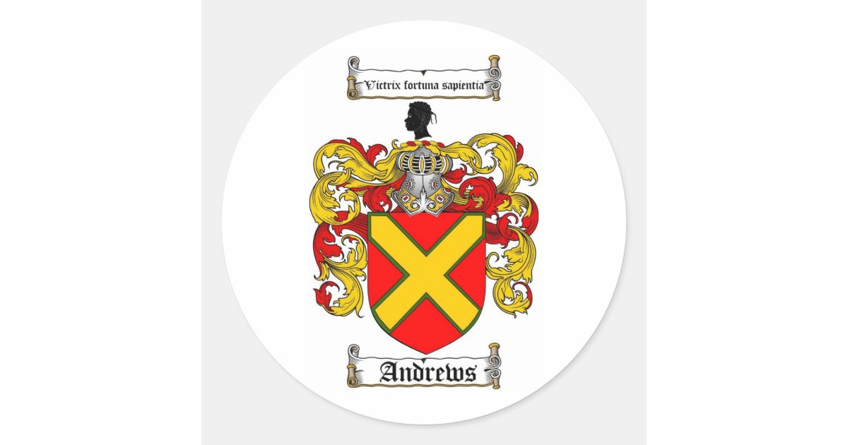 ANDREWS FAMILY CREST - ANDREWS COAT OF ARMS CLASSIC ROUND STICKER | Zazzle