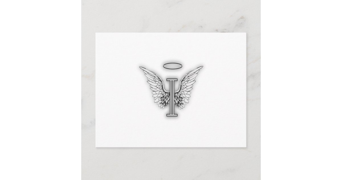 Angel Alphabet I Initial Letter Wings Halo Postcard | Zazzle