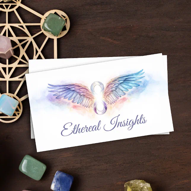 Angel wings and Infinity Symbol - watercolor art Business Card | Zazzle