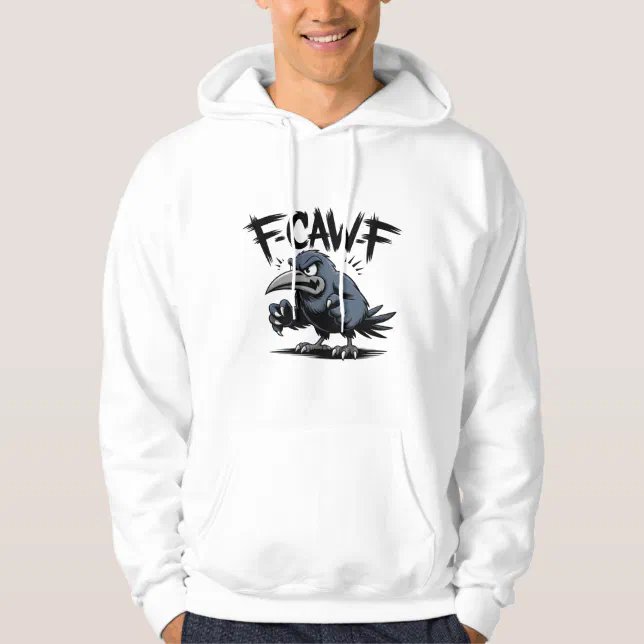 Angry Crow “F-CAW-F ” – Edgy Cartoon Bird Design Hoodie | Zazzle