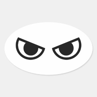 Angry eyes face oval stickers