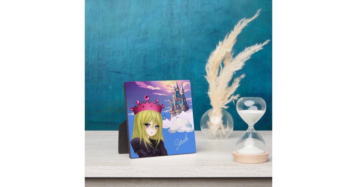Anime Princess with Floating Castle Plaque | Zazzle