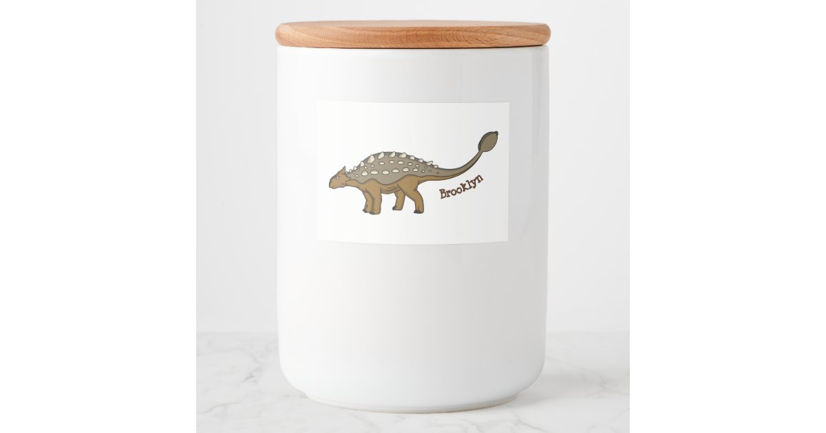 Ankylosaurus armoured dinosaur illustration food label | Zazzle
