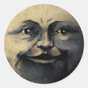 Vintage Moon With Face Stickers | Zazzle AU