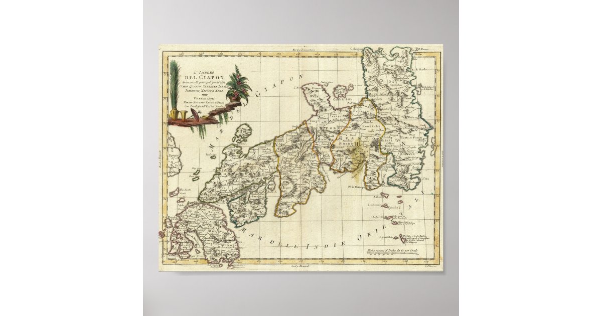 Antique Map of Japan 1785 Poster | Zazzle