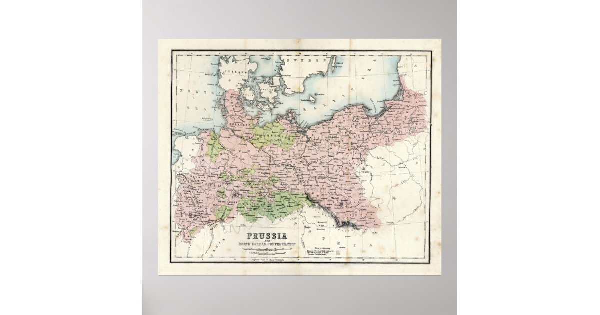 Antique Map of Prussia Poster | Zazzle