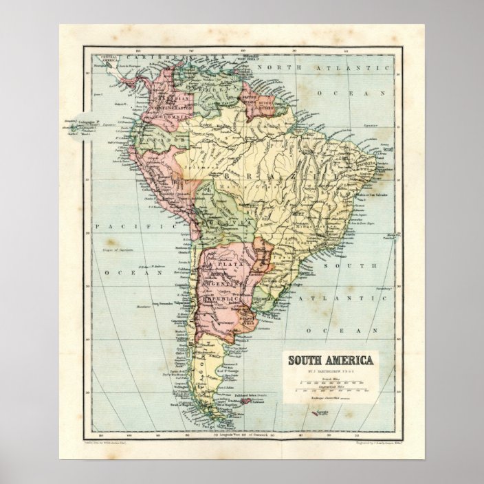 Antique map of South America Poster | Zazzle.com.au