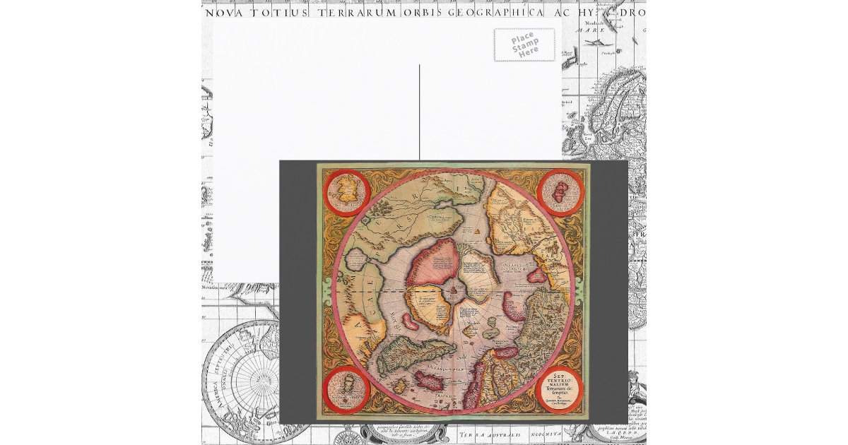 Antique Map of the North Pole Map by Mercator Postcard | Zazzle
