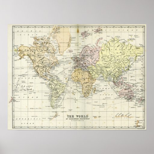 Antique Map of the World Poster | Zazzle