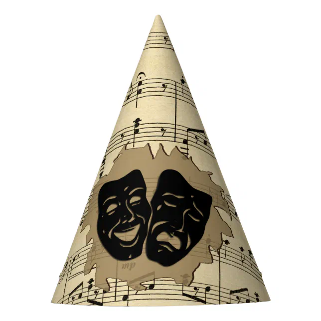 Antique Music and Theatre Masks Party Hat | Zazzle