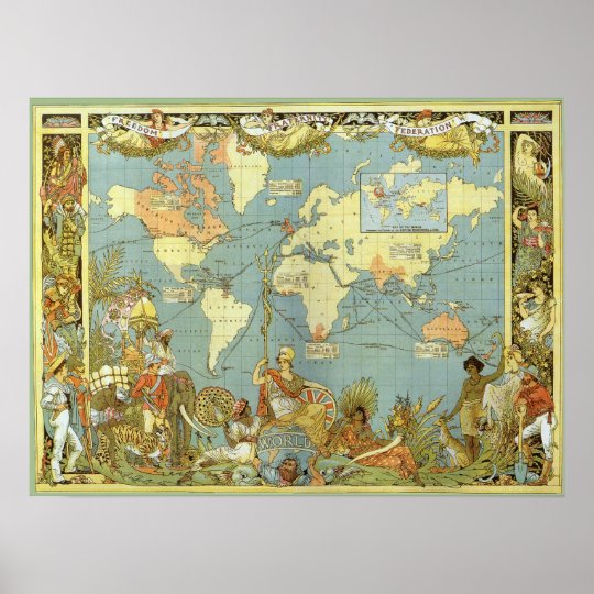 Antique World Map of the British Empire, 1886 Poster | Zazzle.com.au