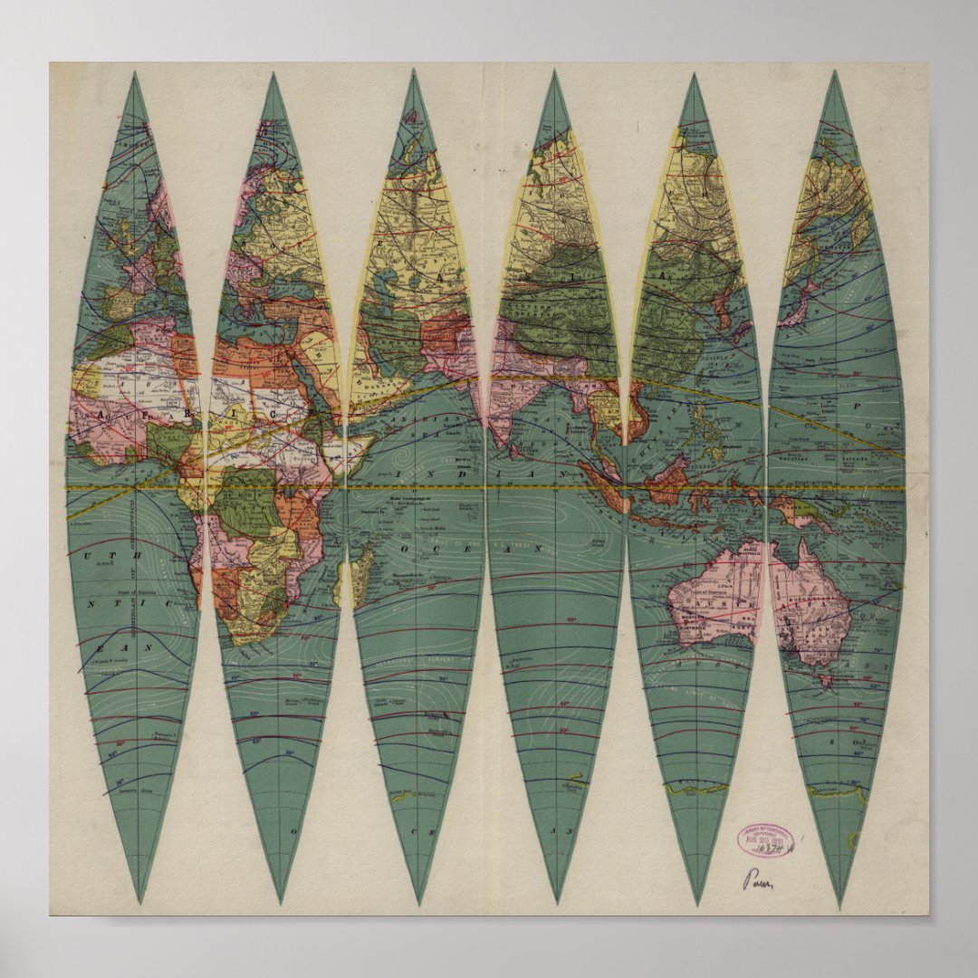Antique World Map Rand McNally 1891 Poster | Zazzle