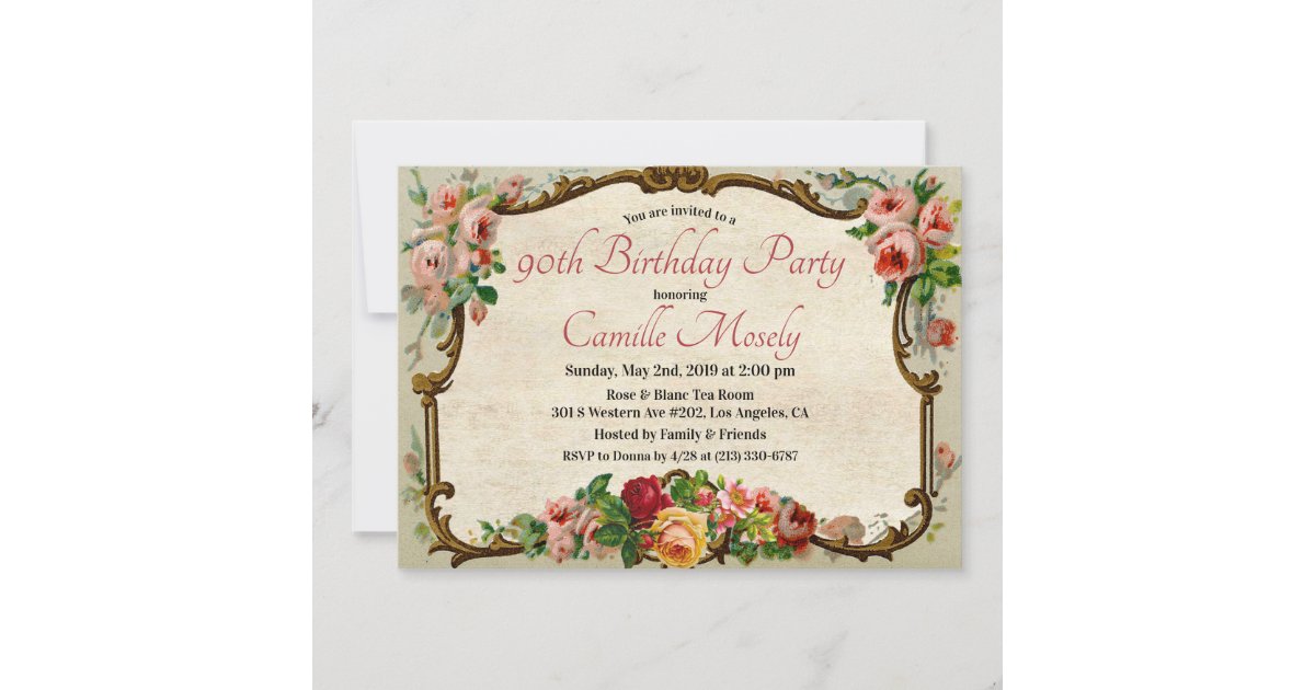 ANY AGE - Victorian Floral Birthday Invitation | Zazzle