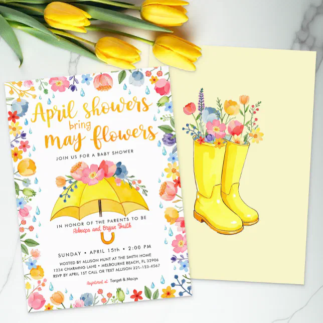 April Showers Bring May Flowers Baby Shower Invitation | Zazzle