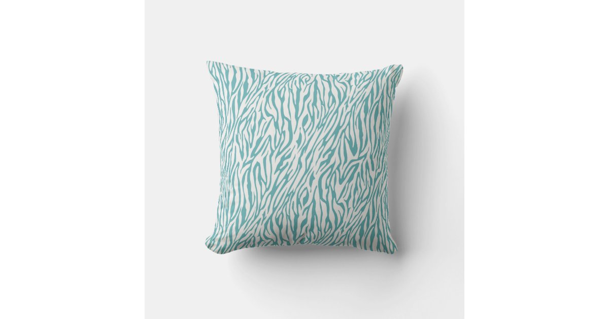 Aqua White Zebra Print Cushion | Zazzle