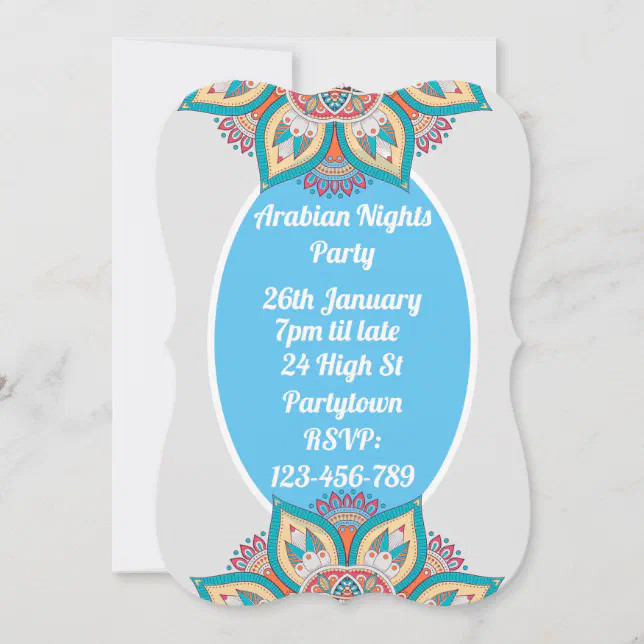 Arabian Nights colourful mosaic party theme Invitation | Zazzle