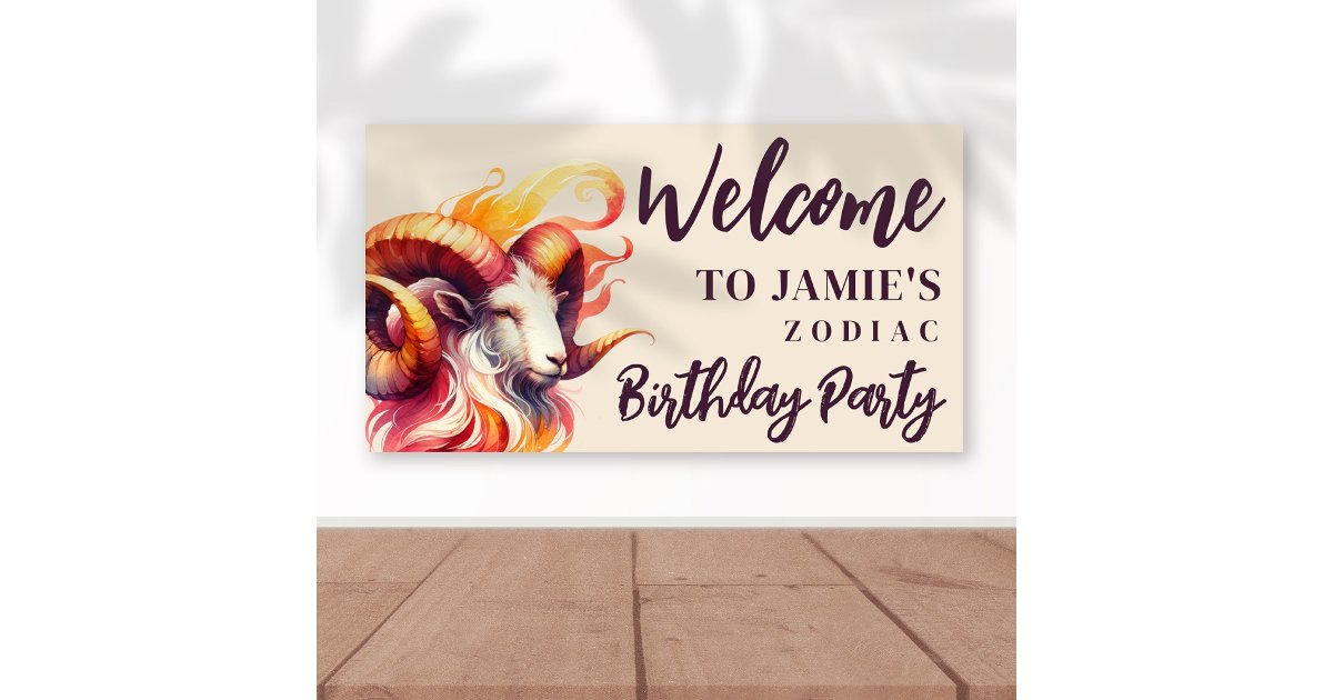 Aries Zodiac Themed Birthday Party Welcome Sign | Zazzle
