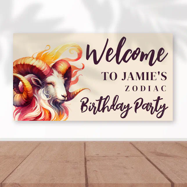 Aries Zodiac Themed Birthday Party Welcome Sign | Zazzle