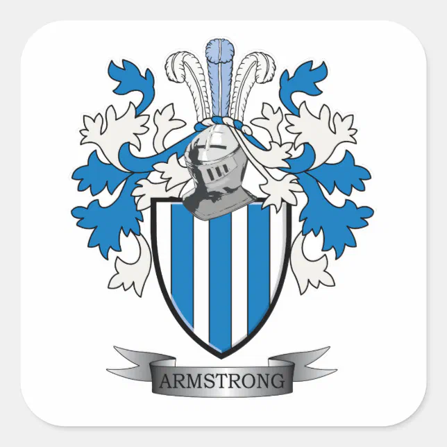 Armstrong Family Crest Coat of Arms Square Sticker | Zazzle