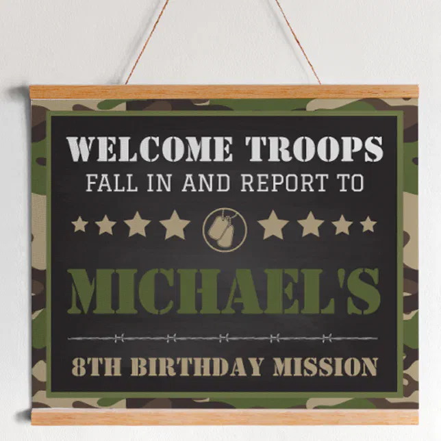 Army Camo Birthday Party Welcome Sign | Zazzle