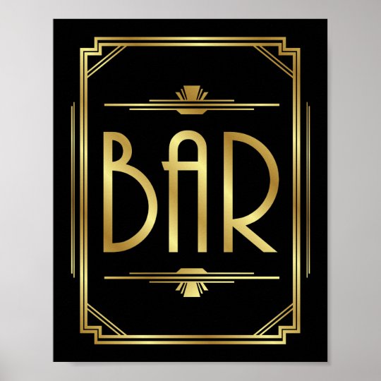 Art Deco BAR Sign Print | Zazzle.com.au
