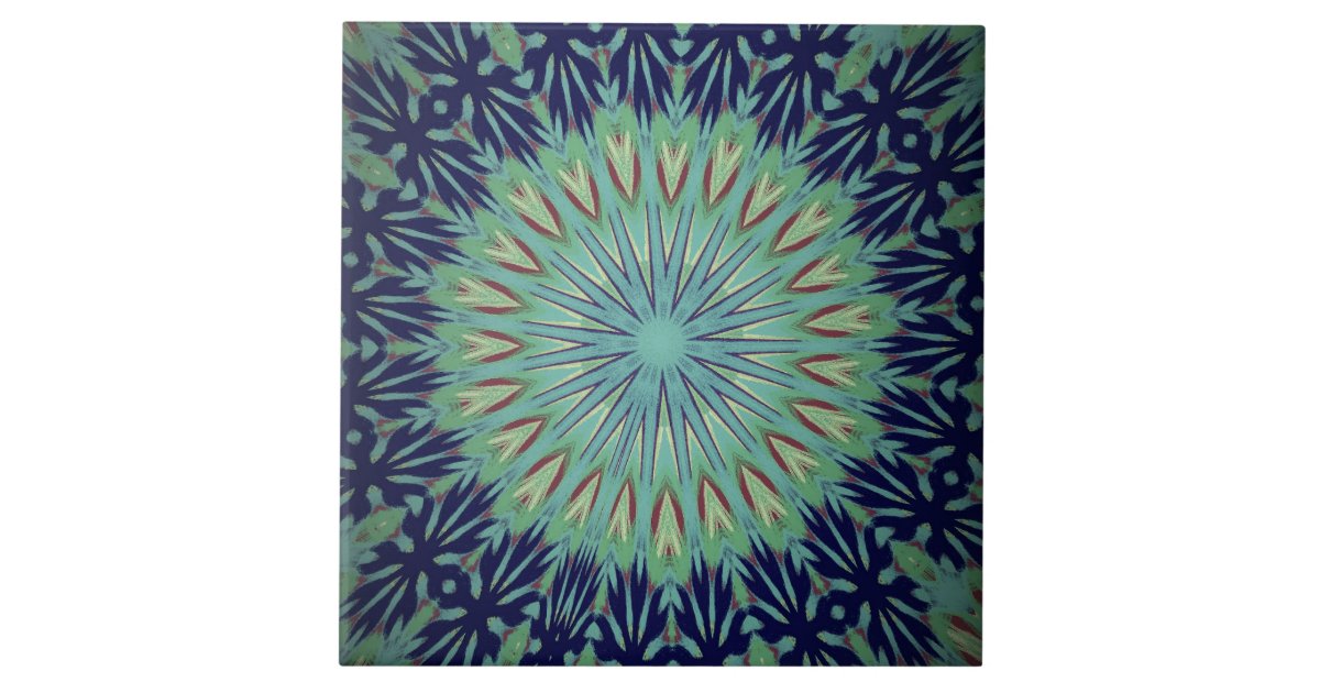 Art Deco Mandela Colourful Ceramic Tile | Zazzle