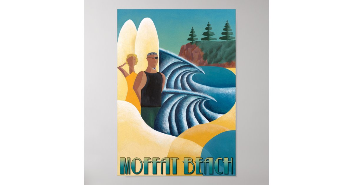 Art Deco Poster Moffat Beach | Zazzle