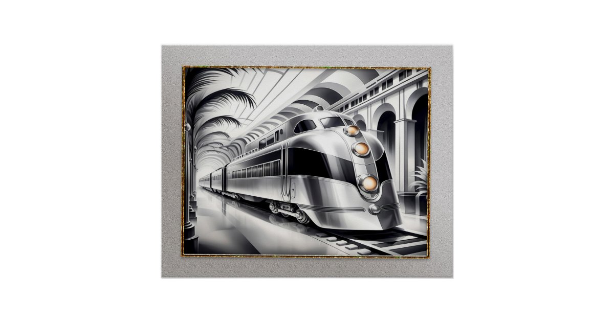 Art Deco Streamlined Style Train Poster. Poster | Zazzle
