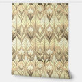 Art Deco Tulip Gold Sepia Pattern Wallpaper | Zazzle