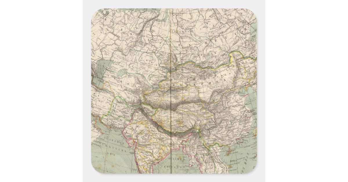 Asia Atlas Map showing political divisions Square Sticker | Zazzle