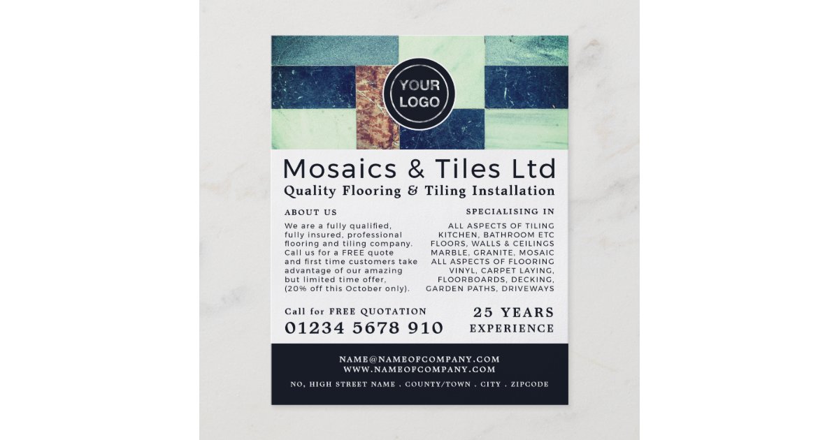 Assorted Tiles, Floorer, Tile Installer Advert Flyer | Zazzle