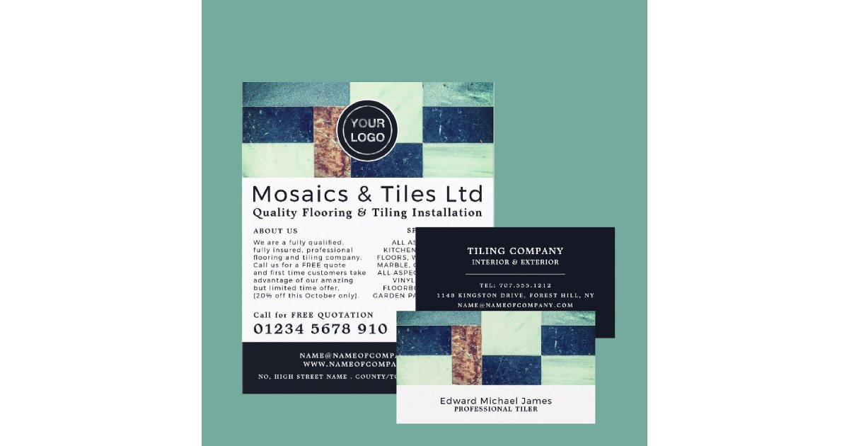 Assorted Tiles, Floorer, Tile Installer Business Card | Zazzle