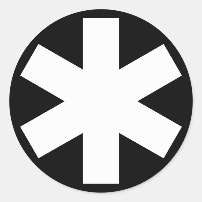 Asterisk - White on Black Classic Round Sticker | Zazzle.com.au