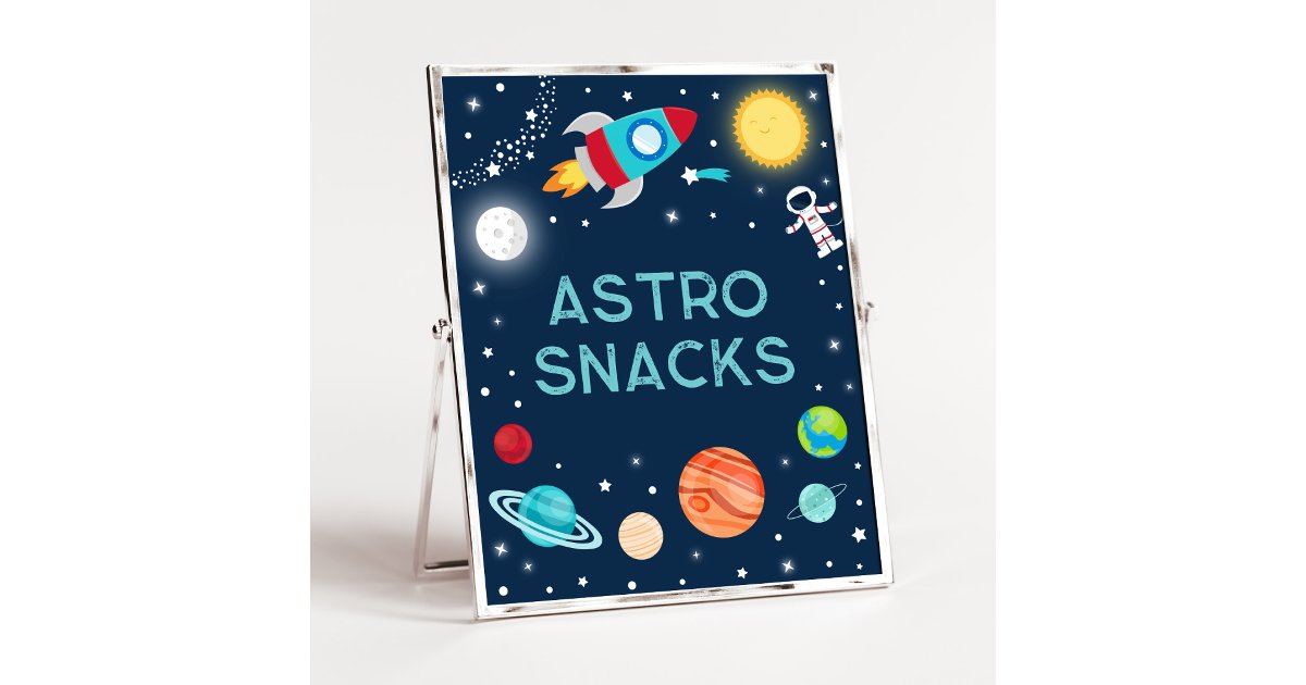 Astro Snacks Space Astronaut Planets Birthday Poster | Zazzle