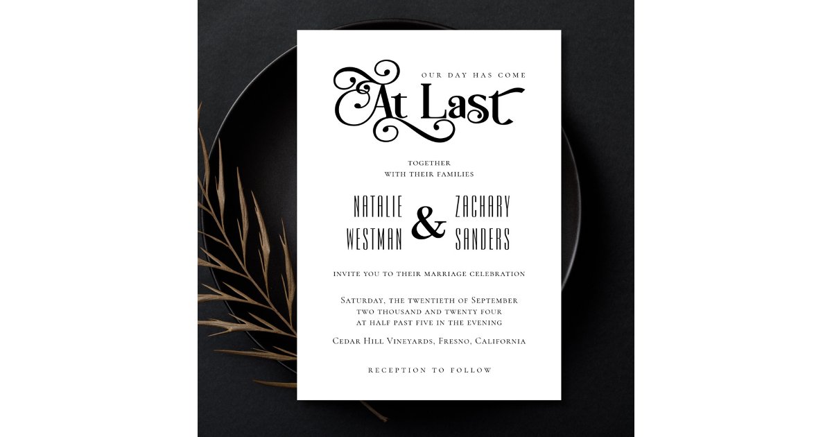 At Last Wedding Invitation | Zazzle