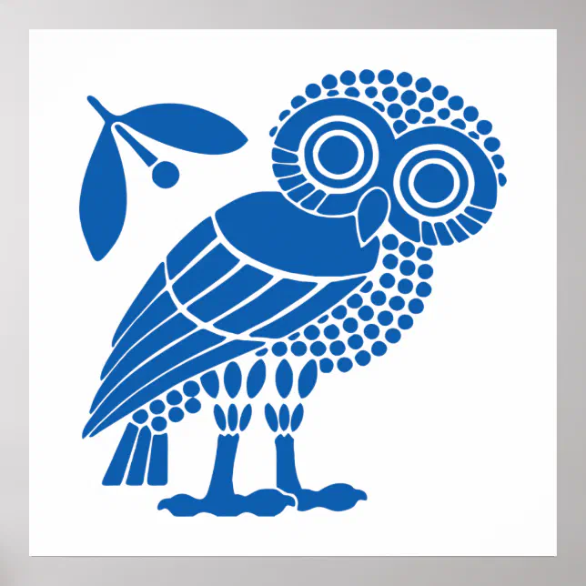 Athens city municipality flag symbol emblem owl bi poster | Zazzle