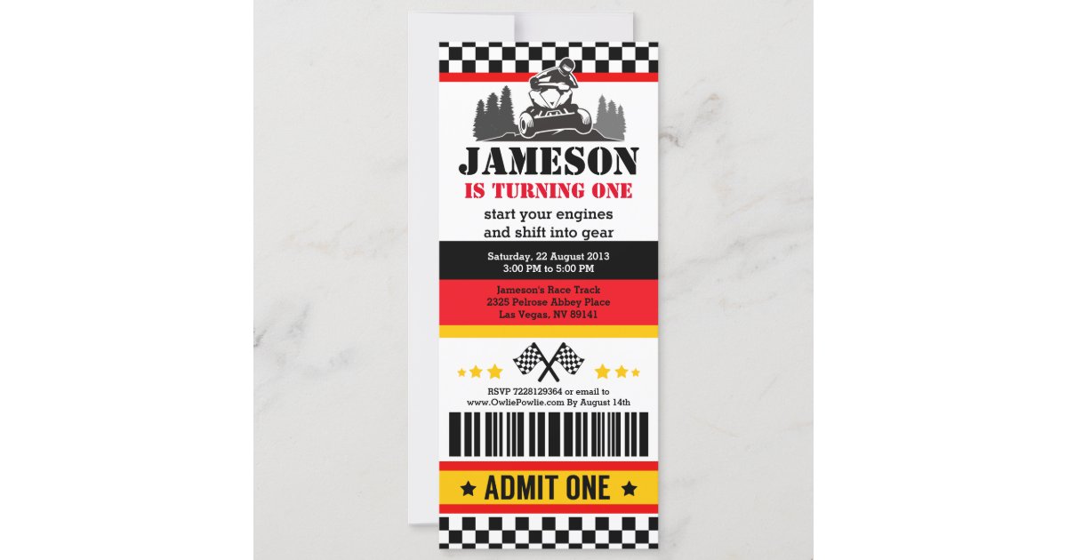ATV Dirt Quad BikeTicket Pass Birthday Party Invitation | Zazzle