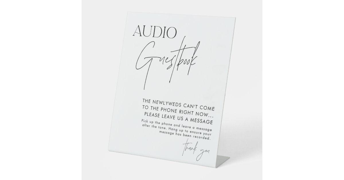 Audio Guestbook Sign, Modern Minimalist Wedding Pedestal Sign | Zazzle