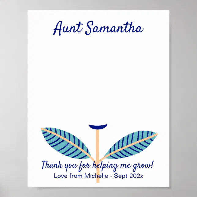 Aunt Appreciation DIY Handprint Art Template Poster | Zazzle
