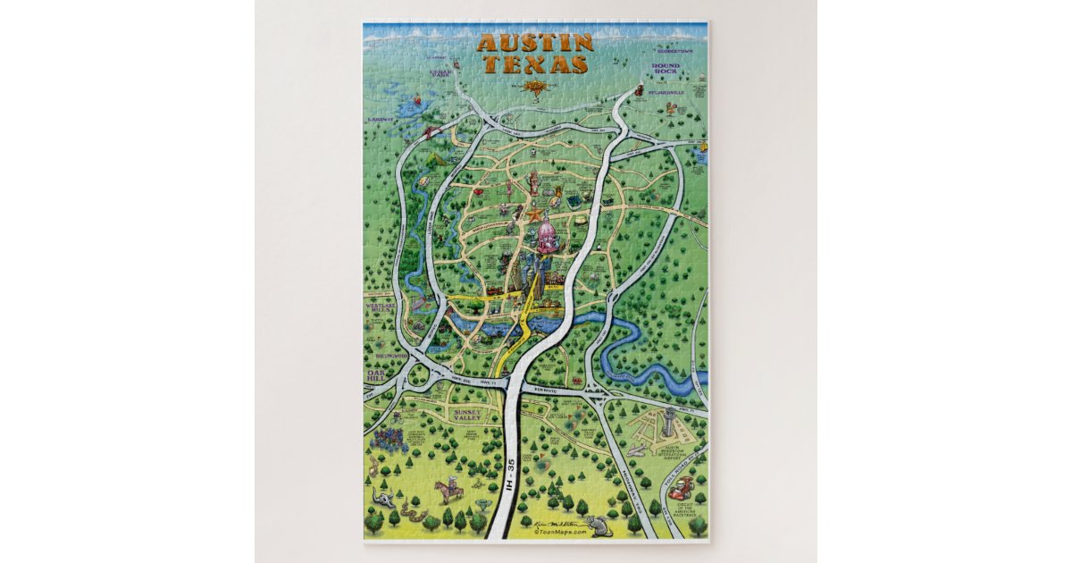 Austin Texas Fun Map Jigsaw Puzzle | Zazzle