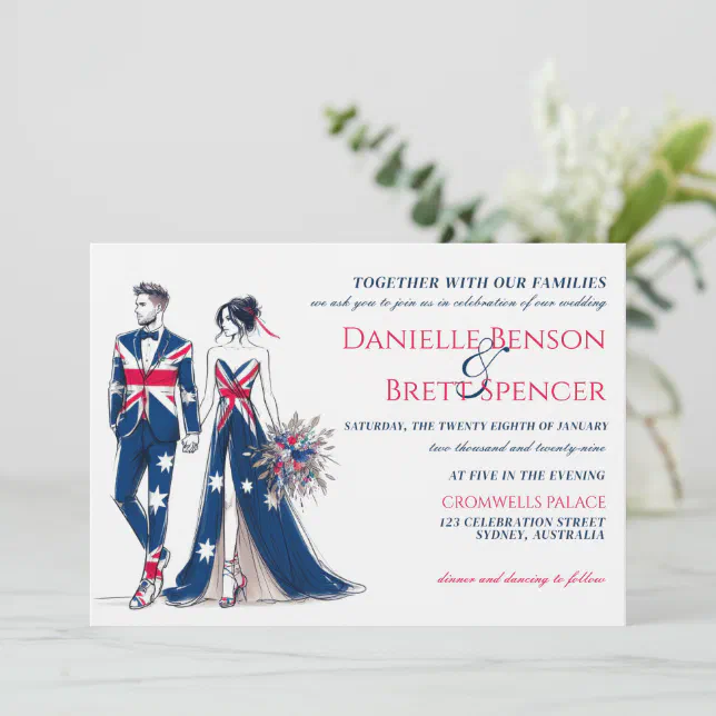 Australia Couple Wedding Invitation | Zazzle