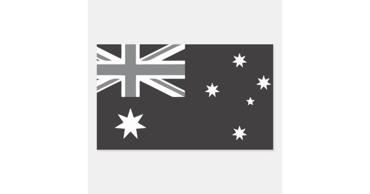 Australian Flag Black and White Rectangular Sticker | Zazzle
