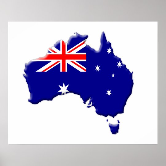 Australian Flag & Country Shape Poster | Zazzle.com.au