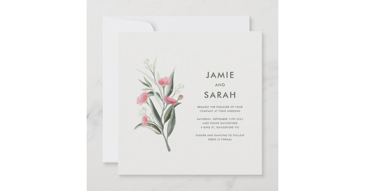 Australian Native Gum Blossom Wedding Invitation | Zazzle