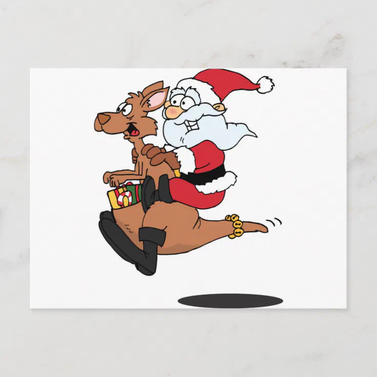 Australian Santa riding a Christmas kangaroo Holiday Postcard | Zazzle
