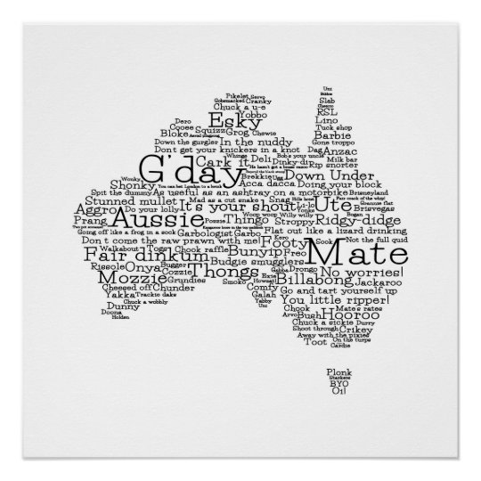 Australian slang map poster | Zazzle.com.au